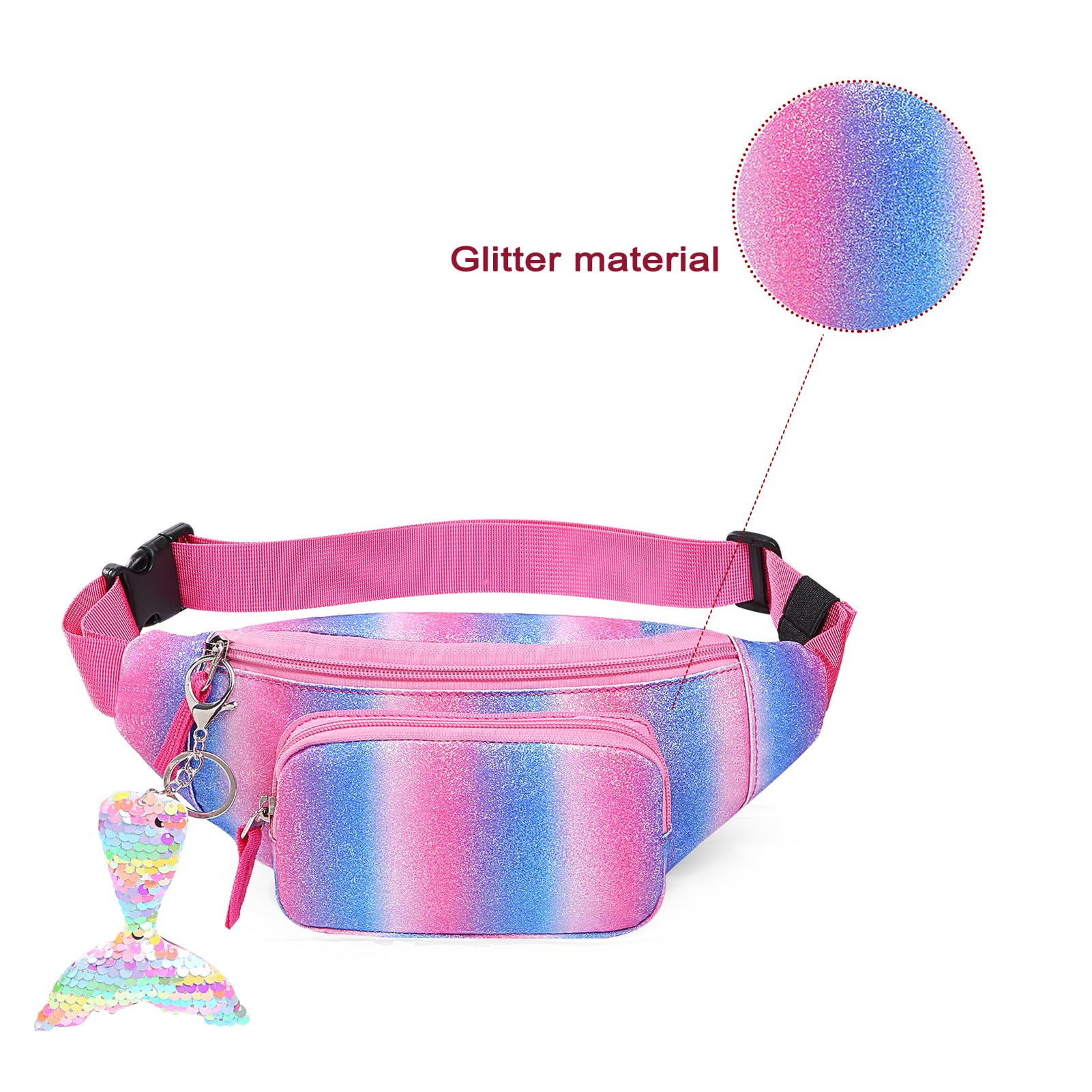 cotmcor Kids Fanny Pack for Girls, Cute Waist Bag with Mermaid Pendant Gift
