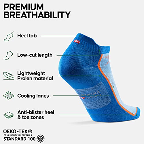 DANISH ENDURANCE 3 Pack Low-Cut Athletic Socks, Moisture Wicking, Men & Women, Blue/Orange, 9-13