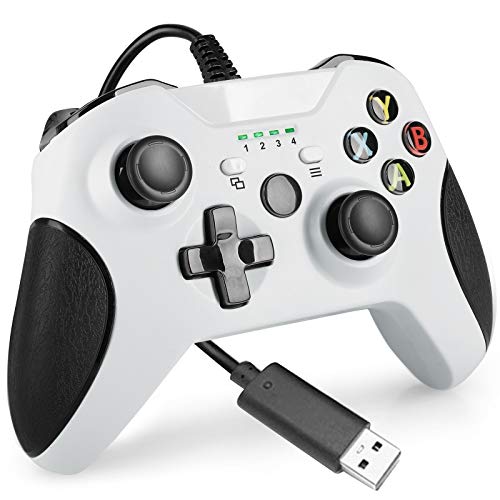 Controller for Xbox One,USB Wired PC Controller Gamepad Joystick for Xbox One S/ Xbox One X, Windows 7/8/10 with 7.2ft Cord, Dual-Vibration Turbo - White