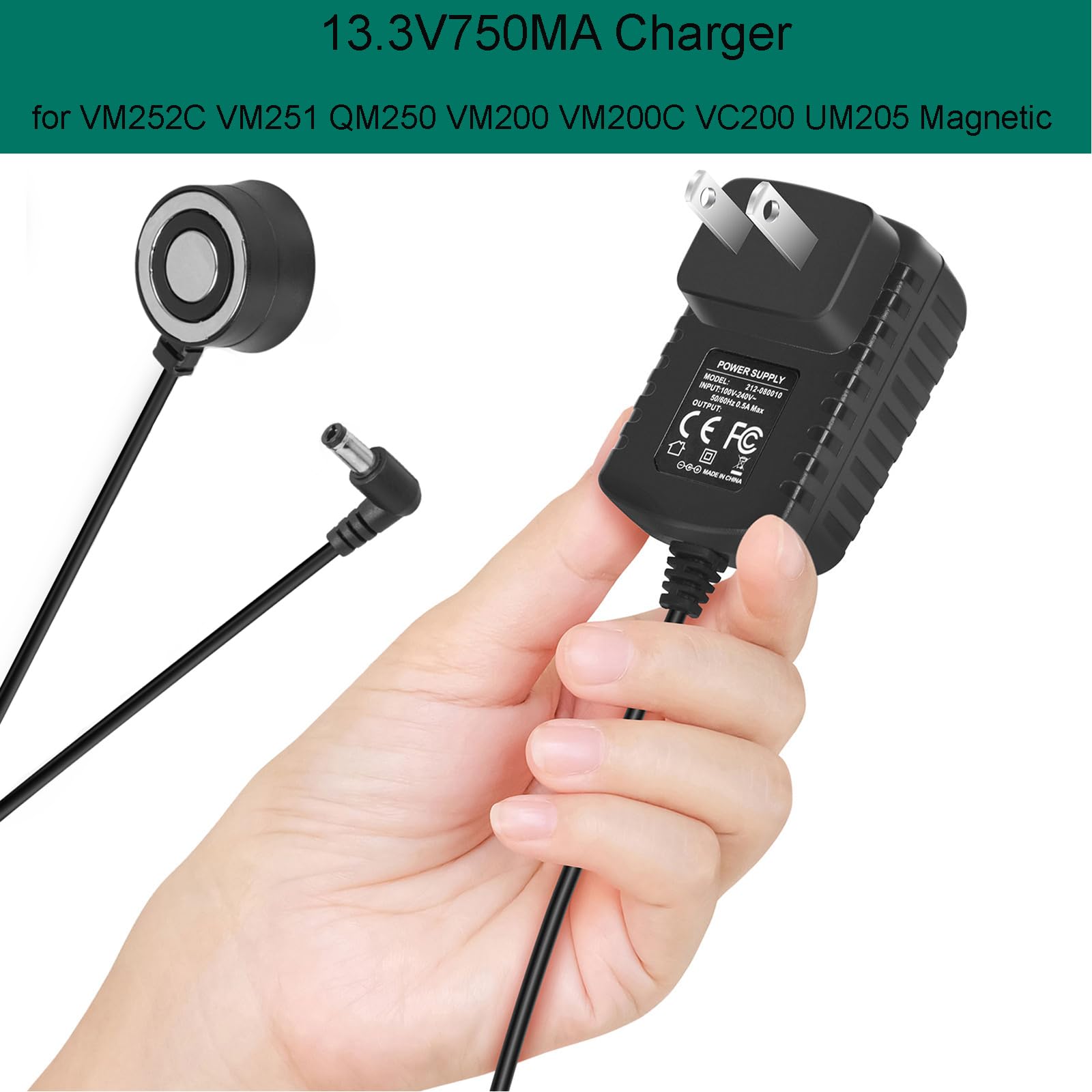 for Shark Vacmop Charger Compatible with Shark VM252 VM251 VM252C QM250 VM200 VM200C VC200 UM205 VC205 Hard Floor Vacuum Mop 13.3V Magnetic Power Cord Charger