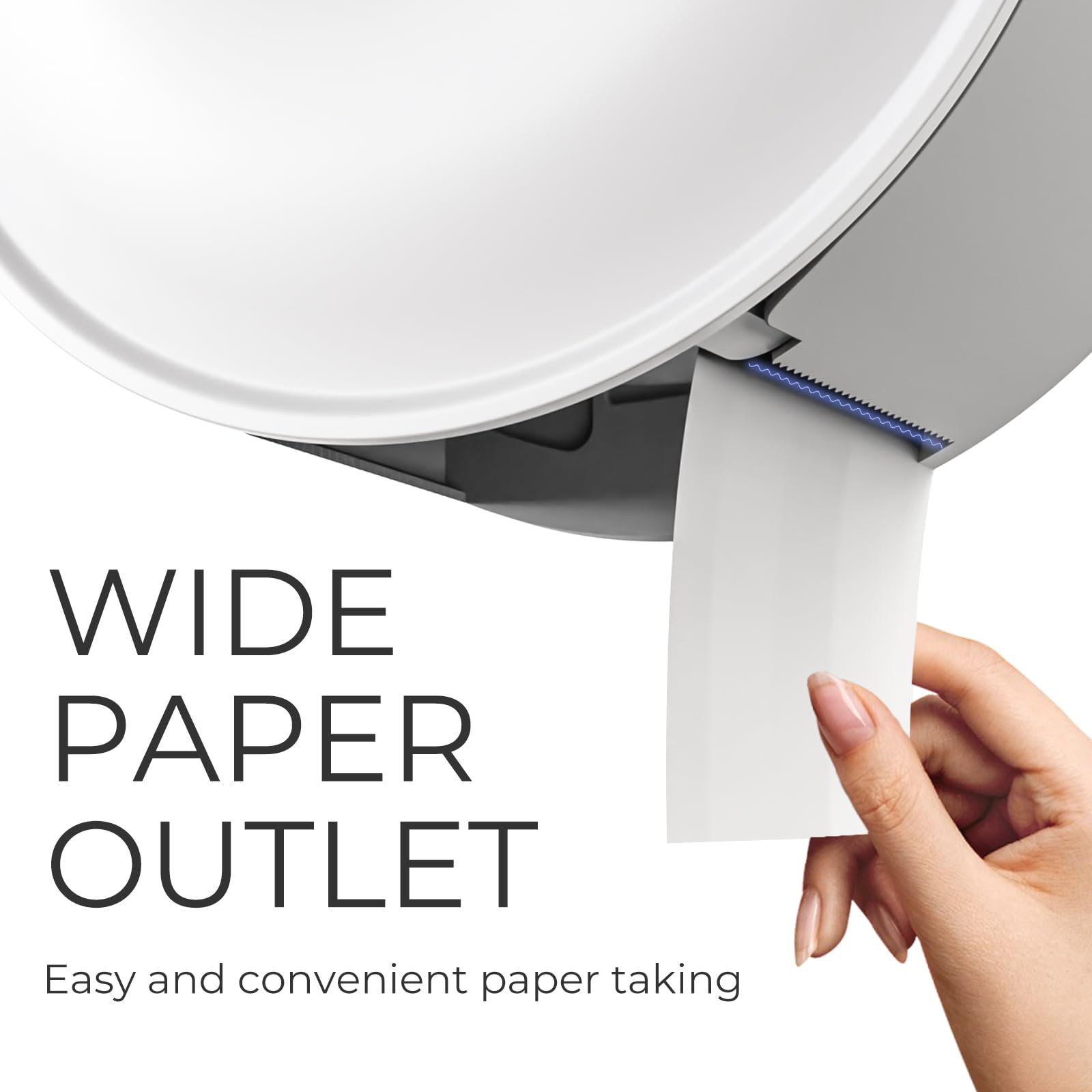 PLUSSEN Toilet Tissue Dispenser Wall Mount, Adhesive No Drilling Jumbo Roll Toilet Paper Towel Dispenser, 9 Inch Single Roll Toilet Paper Dispenser Key Lock, ABS Plastic, White-PN51023