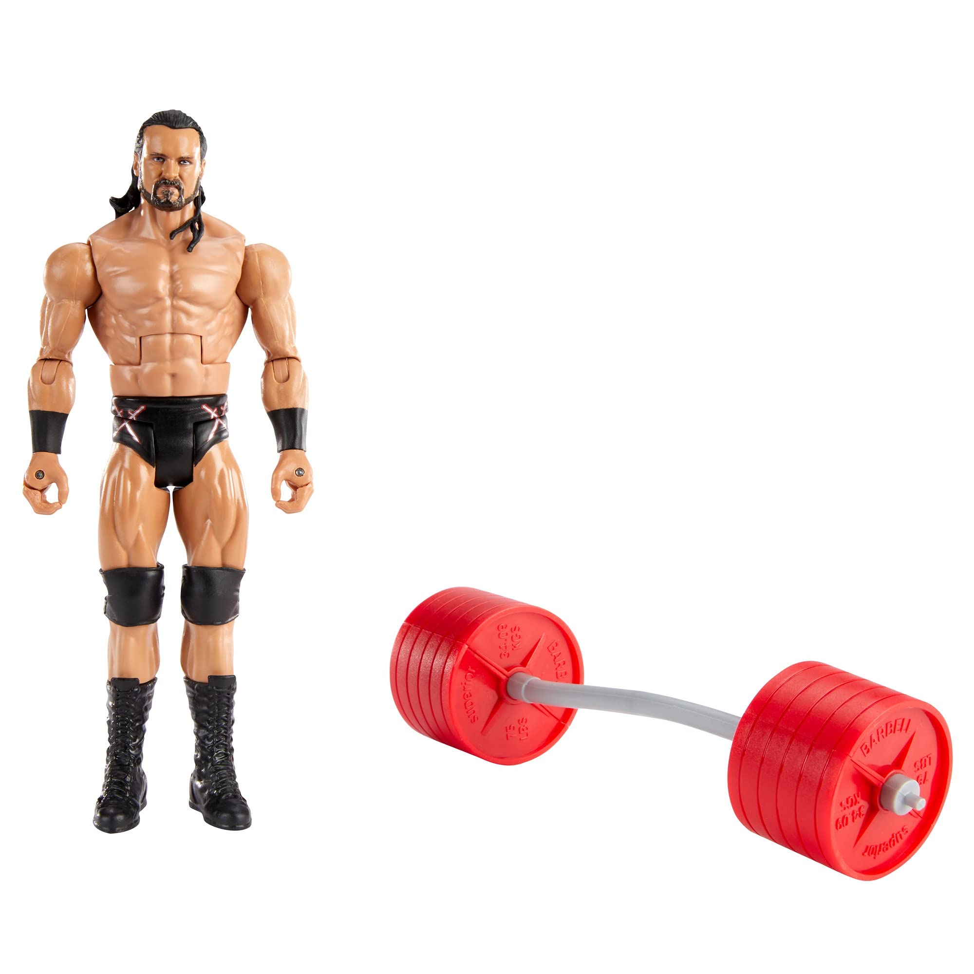 WWE Wrekkin Series 7 Drew McIntyre 6 in Action Figure with Slamming Action Gripping Hands and Bendable Barbell Weights Accessory Poseable 6 in Gift for Ages 6 Years Old and Up
