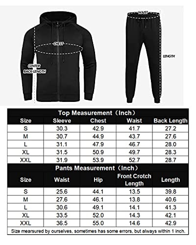 COOFANDY Men's Casual Tracksuit Set Long Sleeve Hooded Full-Zip Warm Sports Suit for Spring,Autumn,Winter, Deep Sky Blue, Medium