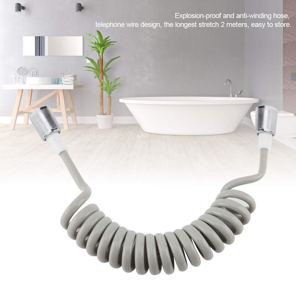 Spring Flexible Shower Hose,ABS Flexible Telescopic Shower Hose for Water Plumbing Toilet Bidet Sprayer Gun Bathroom,Bidet Sprayer for Toilet(grey)
