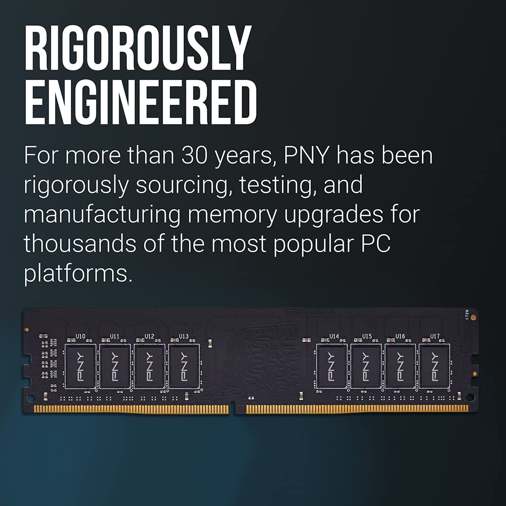 PNY Performance 16GB DDR4 DRAM 3200MHz (PC4-25600) CL22 (Compatible with 2666MHz, 2400MHz or 2133MHz) 1.2V Desktop (DIMM) Computer Memory – MD16GSD43200-TB