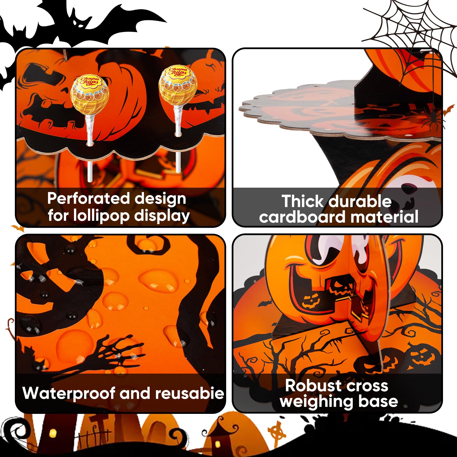 Halloween Cupcake Stand ,3 Tier Cardboard Pumpkin Cupcake Tower,With small hole design Dessert Candy DisplayTower ,Halloween Party Supplies,Halloween cake decorations ,baby shower decorations