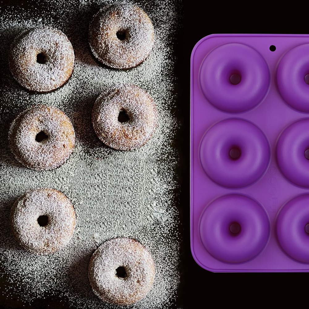 Cozihom 6-Cavity Silicone Donut Mold, Silicone Bagel Mold, Non-Stick Donut Mold, Food Grade Silicone, BPA Free, 3 Pcs