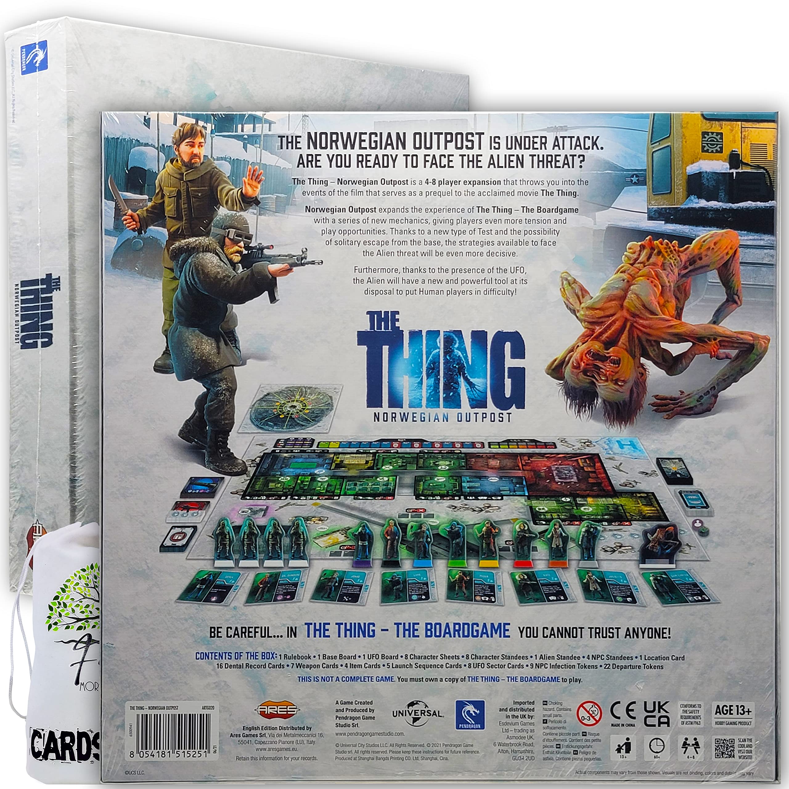 Fapeto More Than A Simple Name Drawstring Bag Bundle with The Thing Base, The Norwegian Outpost and Human Miniatures Expansion Board Game