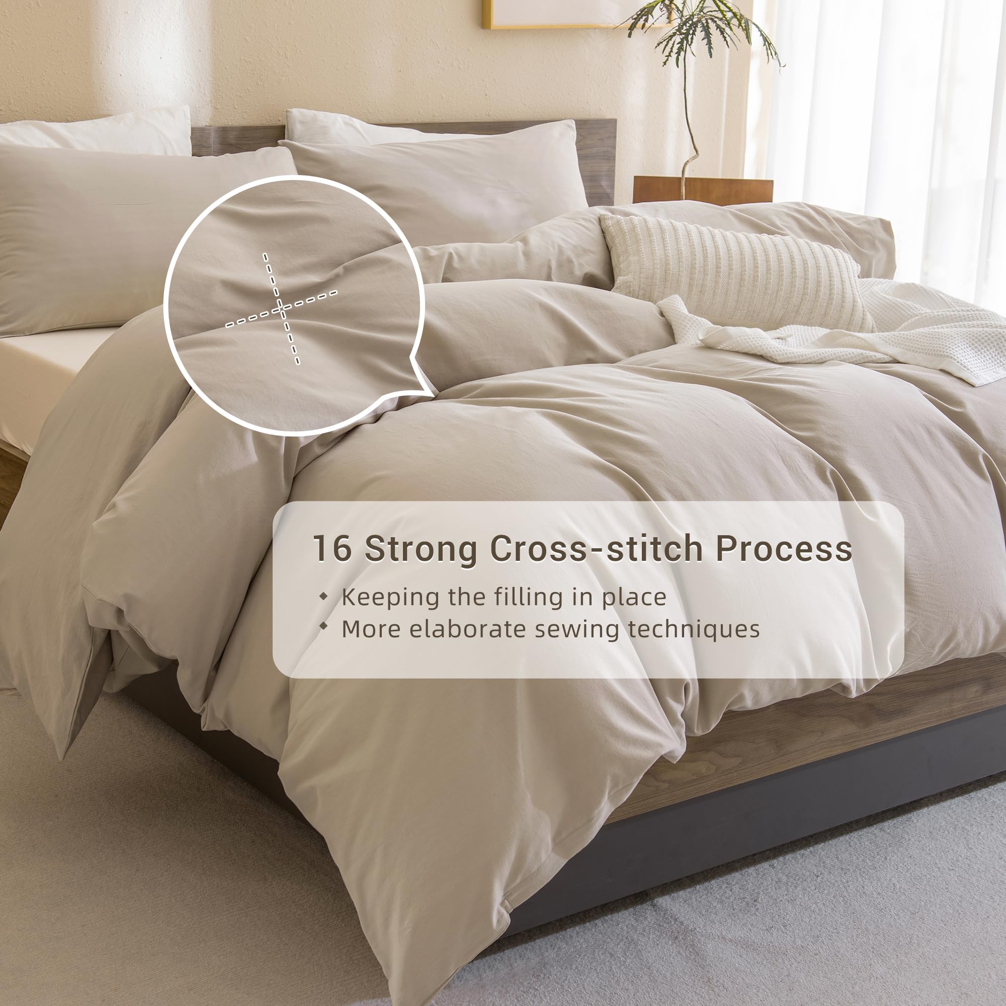 CozyTide White Boho Comforter Set King,3-Piece 100% Washed Cotton Tassel Bedding Comforter Ultra Fluffy Breathable Lightweight(1 White Tassel Comforter+2 Boho Pillowcases)
