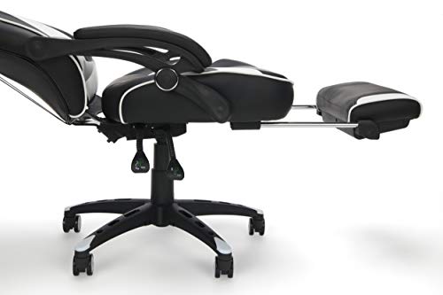 RESPAWN 110 Ergonomic Gaming Chair with Footrest Recliner - Racing Style High Back PC Computer Desk Office Chair - 360 Swivel, Adjustable Lumbar Support, Headrest Pillow, Padded Armrests - 2019 White