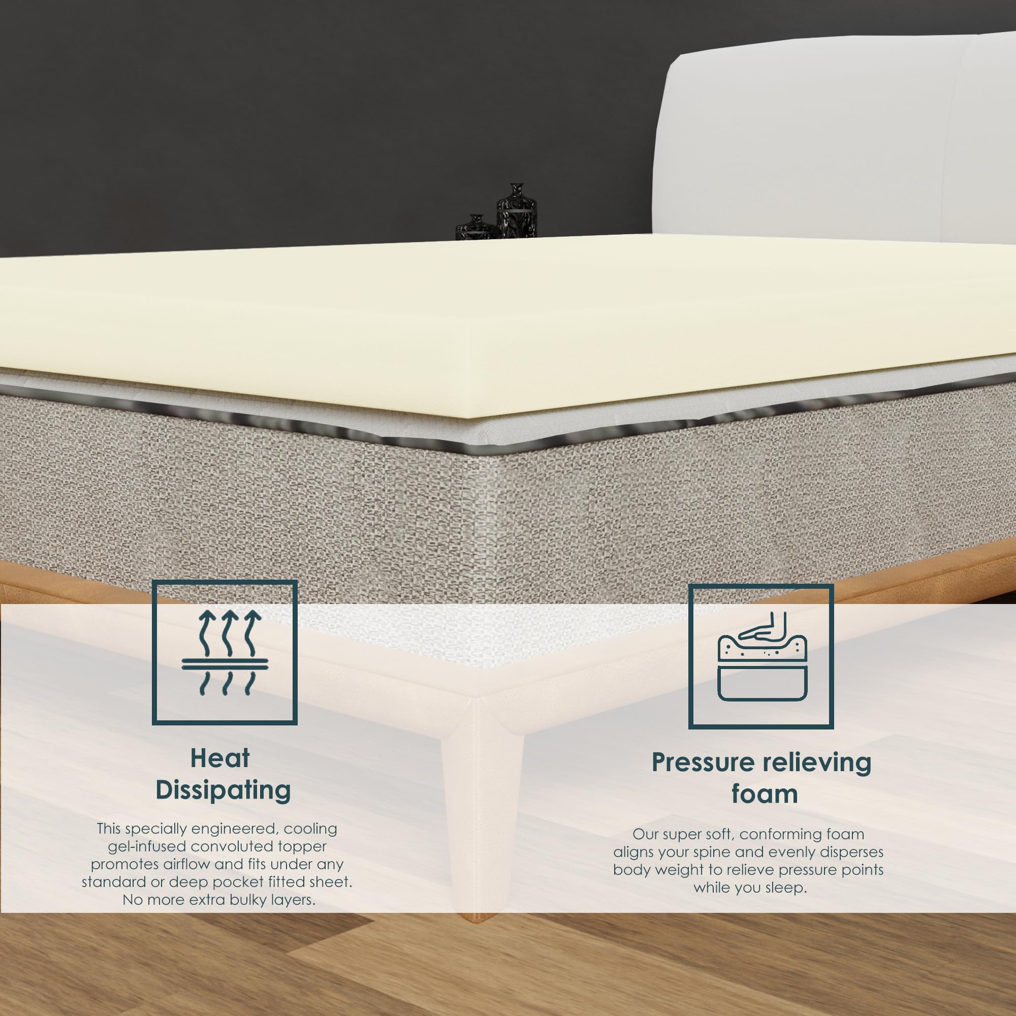 Nutan 3-Inch High Density Foam Topper,Adds Comfort to Mattress, Queen, Beige