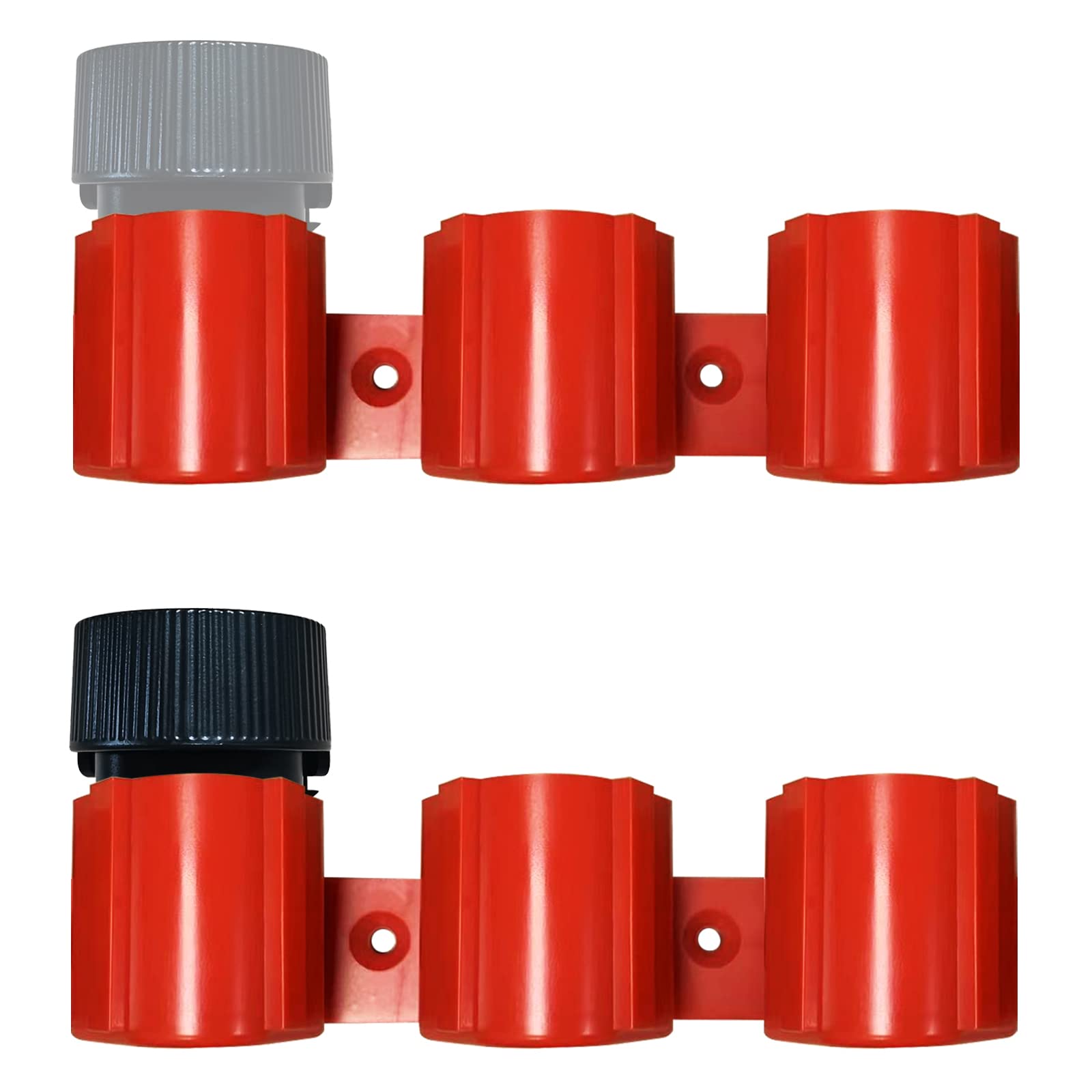 EID 2PCS Battery Holder for Milwaukee M12 & for Bosch 10.8V & for Makita 10.8V Triple Battery Holder Wall Mount 3-Slot Rack,Battery Pack Storage Mount (Red Battery Holder)