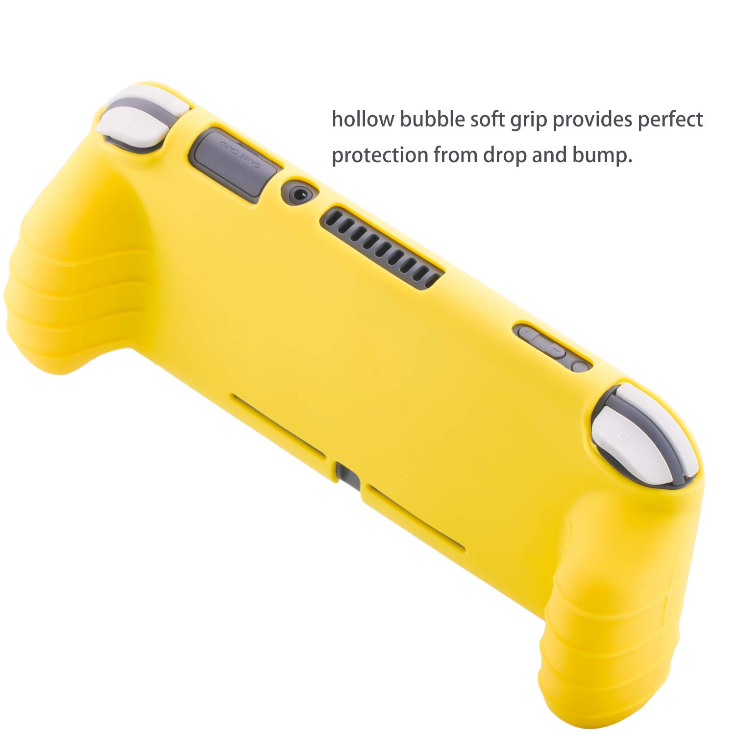 YoRHa Handle Grip Soft Silicone Rubber Protective Cover Case (Mango Yellow) x 1 and Thumbsticks x 4 for Nintendo Switch Lite - 9.2019 Slim Model