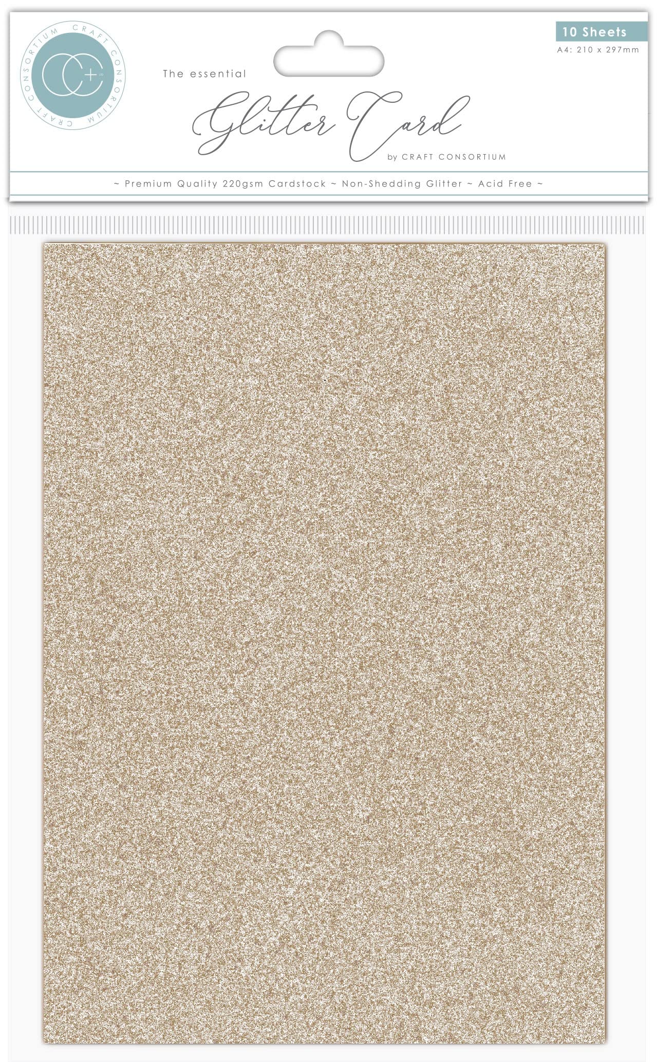 Craft Consortium The Essential Glitter Cardstock A4 10/Pkg-Champagne