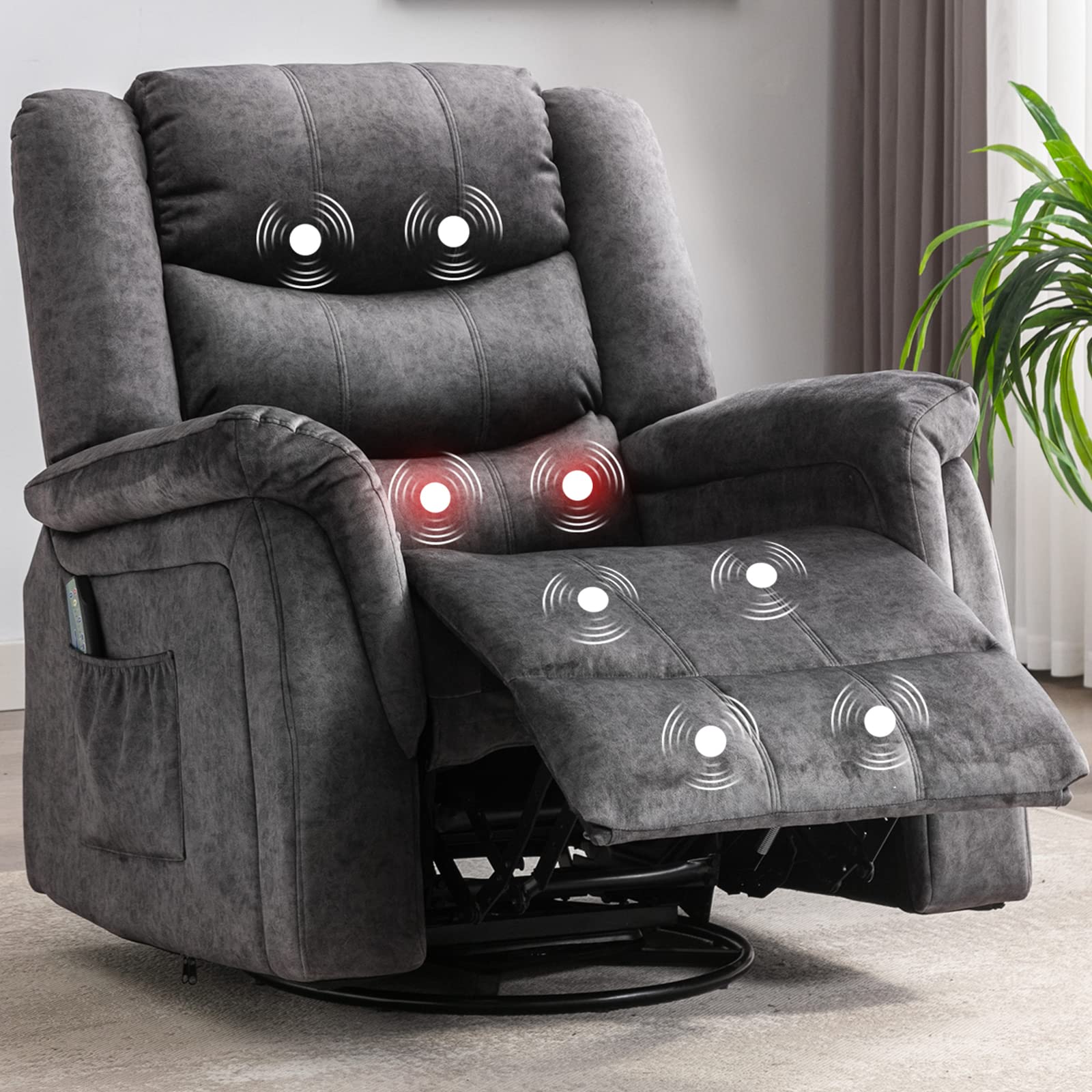 COMHOMA H1149-GRAY Recliner Chair, Grey