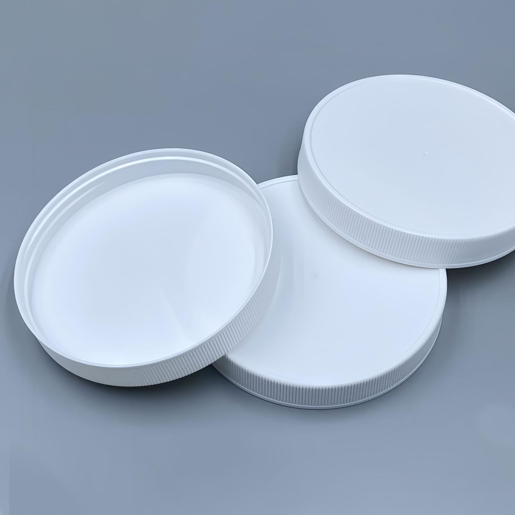 Hufopik 3 Pcs | 110/400 Plastic Replacement Lids | 110mm Caps w/Leak Proof Liner | For Large Glass or Plastic Wide Mouth Jar, Food-Grade Storage Caps for Canning Jars