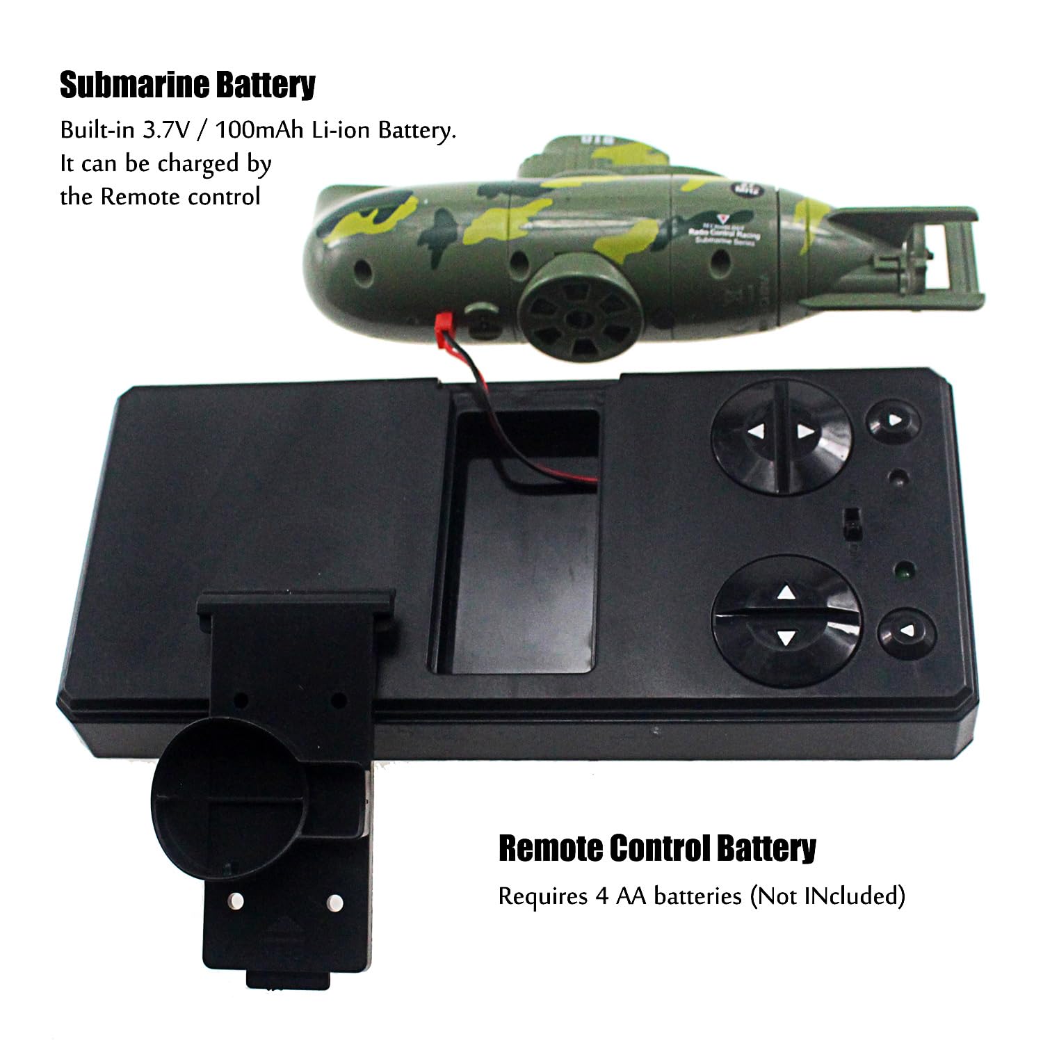 Tipmant Mini RC Submarine Remote Control Boat Ship Military Model Electronic Water Toy Diving for Fish Tank Water Tub Kids Birthday Gift (Green)