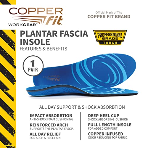 Copper Fit Men's Work Gear Heavy Duty Insoles, Blue, Size 9-13