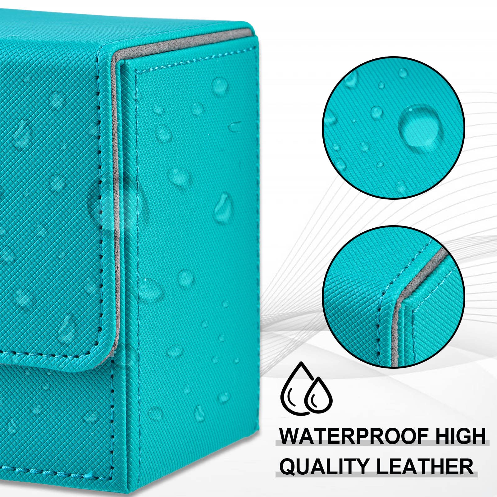 FCSELFLESS 2 Boxes Leather Card Deck Box with 2 Dividers Large Size Fit 100+ Plus Single Sleeved MTG Deck Box for Collectible Cards Deck Compatible CCG,TCG(Orange&Teal, Vertical)