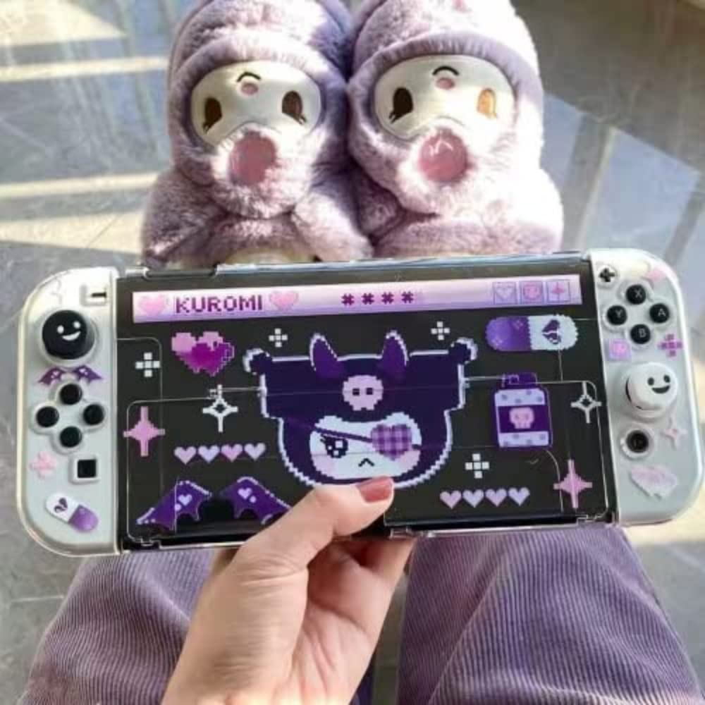ENFILY Cute Case Compatible with Nintendo Switch OLED, Dockable Case Cover, Ergonomic Soft TPU Grip Case for Joycon, Sparkle Skin Set