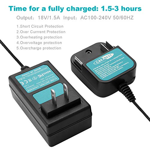 Creabest New Li-ion Battery Charger for Makita 18V Battery BL1830 BL1815 194205-3 LXT400 BL1850 BL1840 BL1860 (NOT for Ni-MH/Ni-Cd Battery)