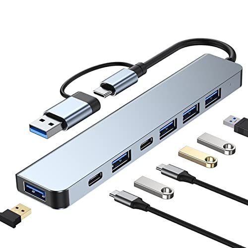 HUIFANGBU 7 in 1 USB 3.0 and Type-C / USB-C to USB 3.0 USB 2.0 HUB Adapter