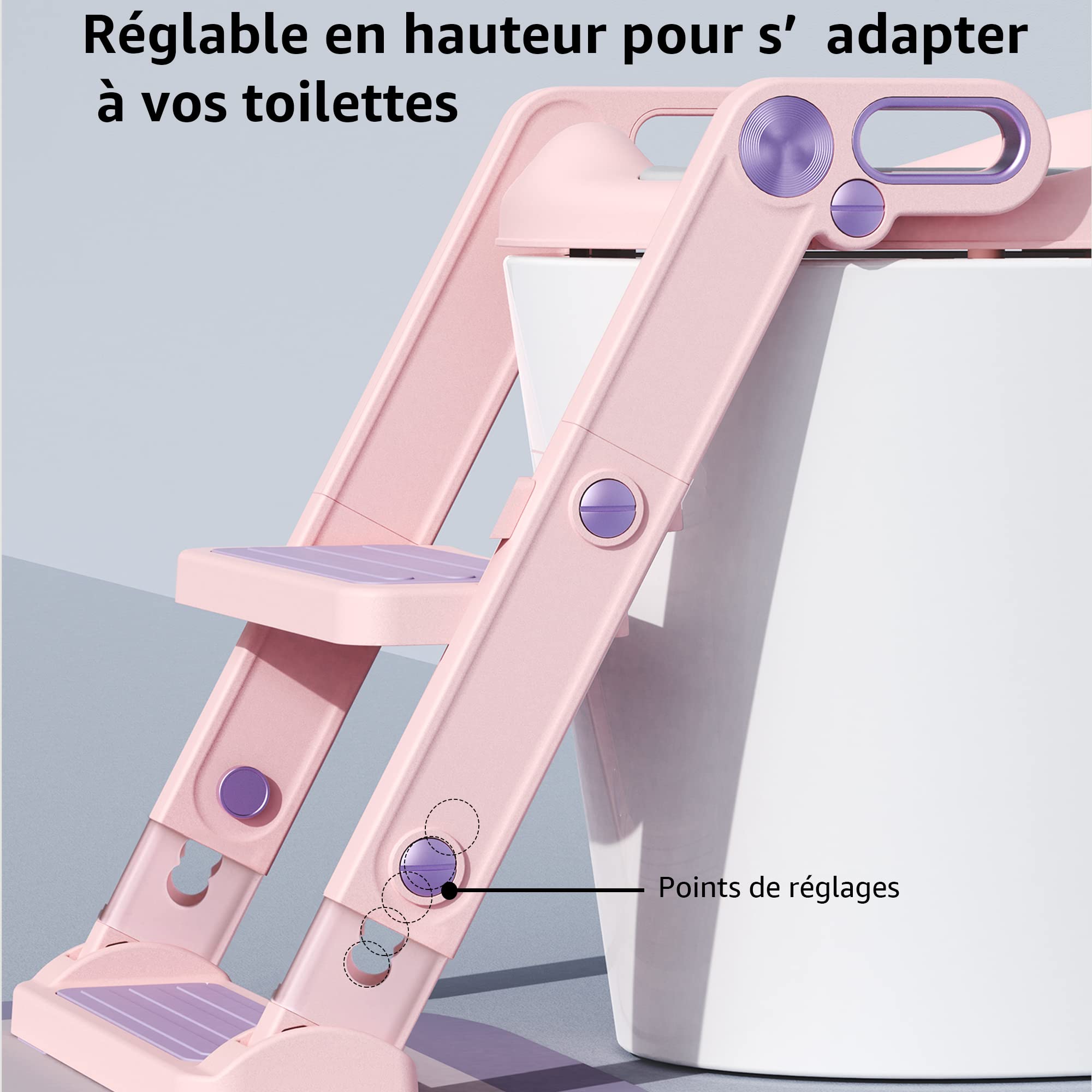 fefe | Baby Potty Training Seat with Step stool Ladder | Folding Child Toilet Seat | Non-slip Pads | Comfortable Washable Soft Cushion | Splash Guard and Safety Handles | White