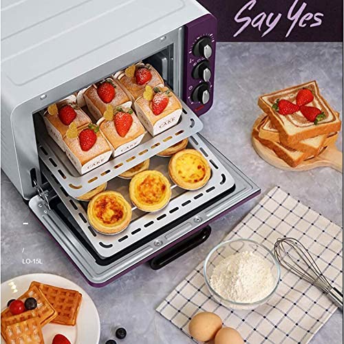 Compact Toaster Oven Cooker for Bread, Bagels, Cookies, Pizza, Paninis More with Baking Tray, Rack + Auto Shut Off Feature (Purple) (Purple)