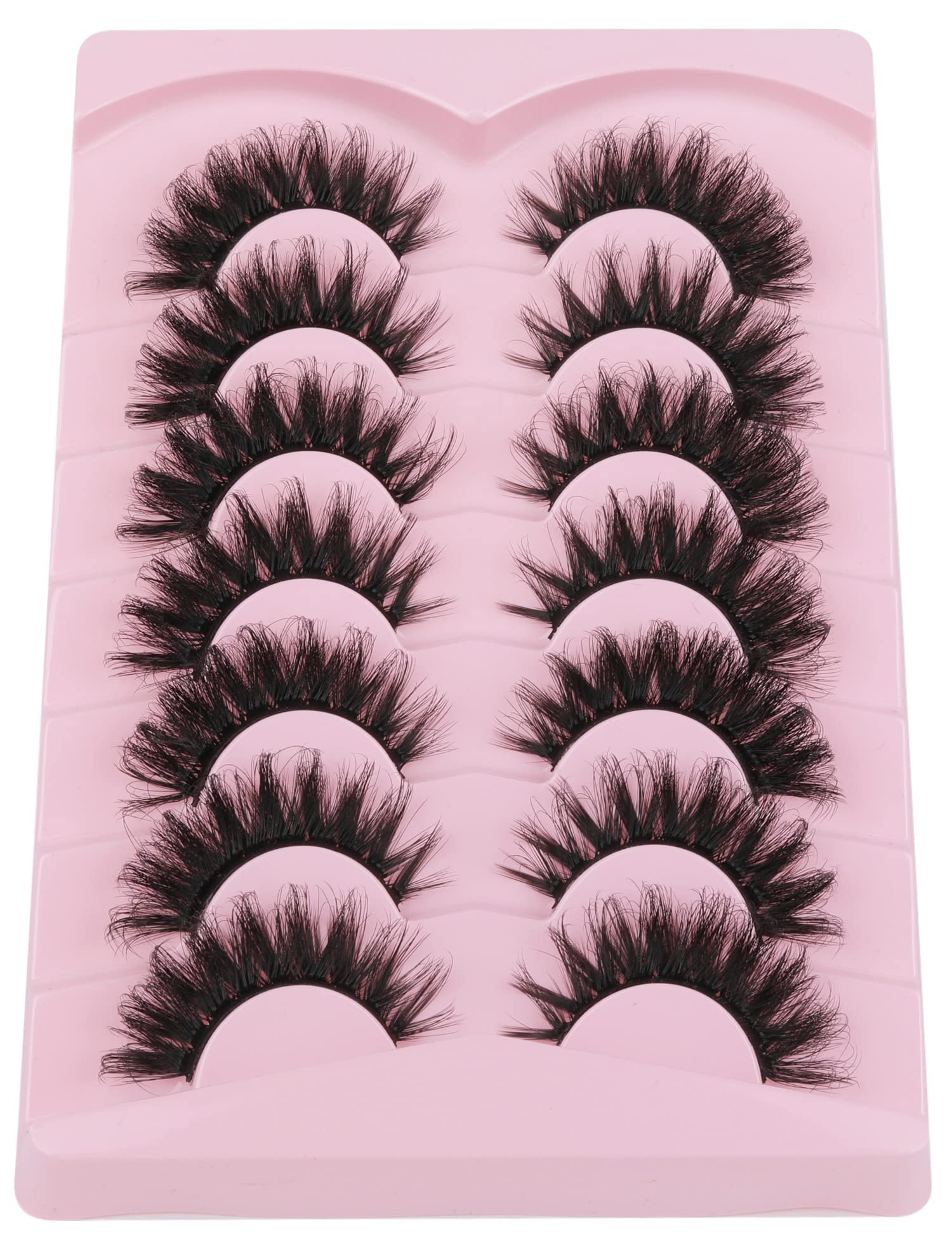 Fox Eye Lashes Mink Fluffy Cat Eye Lashes 6D 20mm Wispy False Eyelashes Dramatic Volume Fake Eyelashes 7 Pairs Pack by EYDEVRO