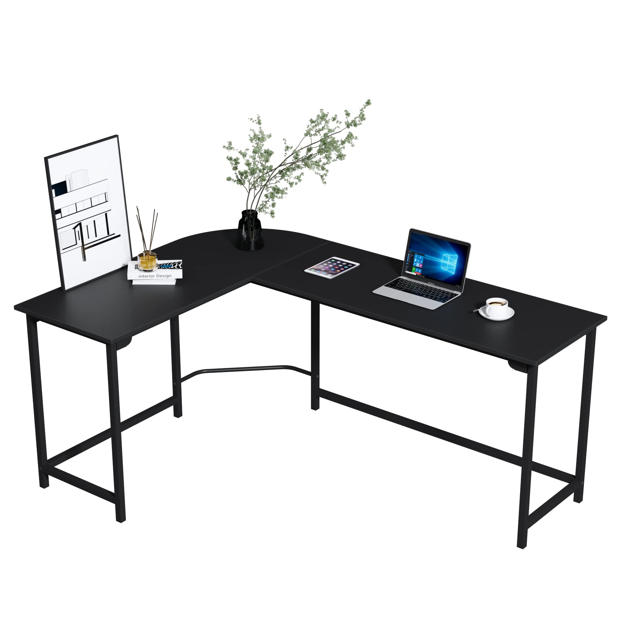 bzbbzc 47 Inches L Shaped Corner Desk,Sturdy Home Office Computer Desk Gaming Desk Writing Table Workstation Space Saving Easy Assembly Black