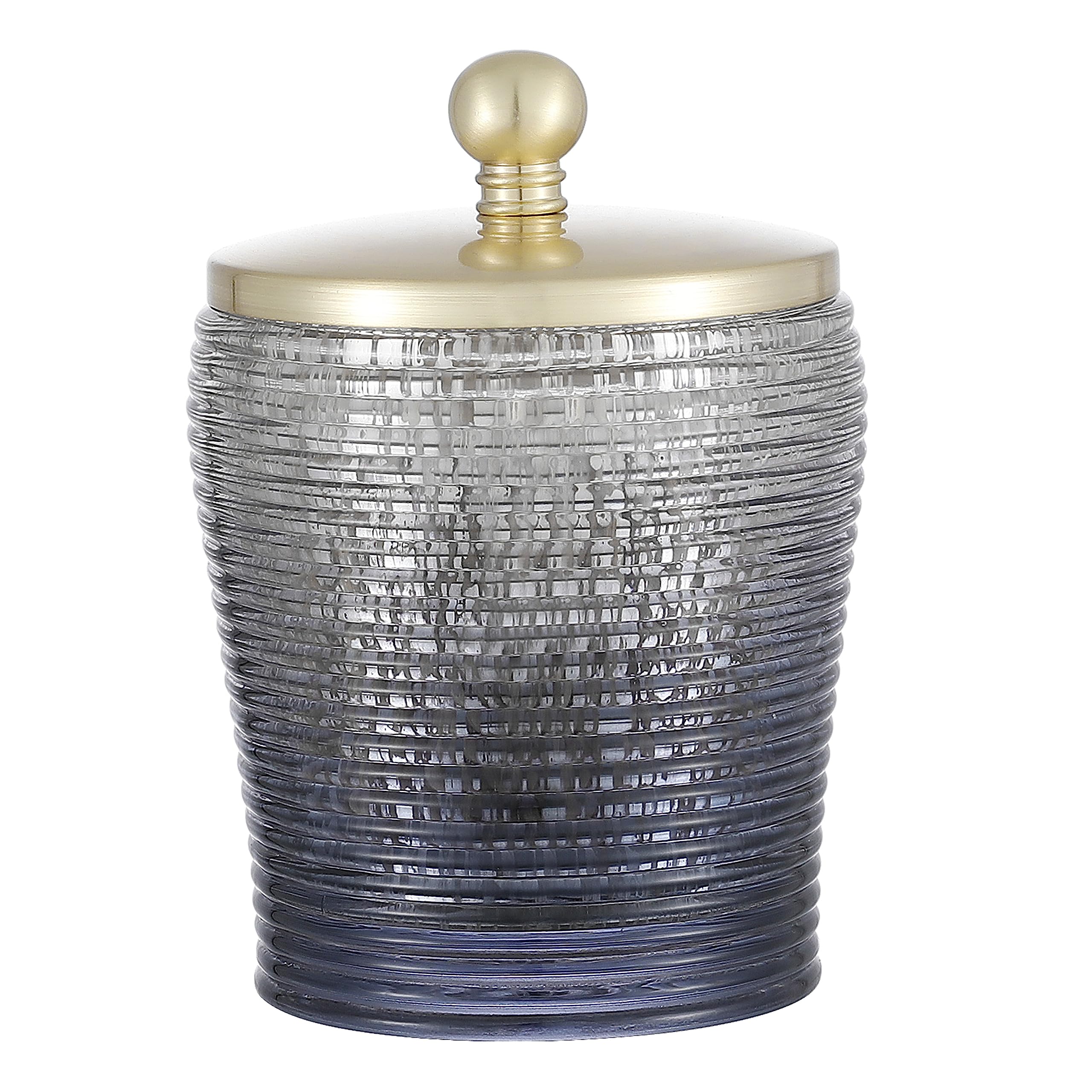 Halston Heritage Qtip Jar, Cotton Ball Storage, Brushed Gold Rustproof Metal Lid, The Ricard Collection, Bathroom Organization for Home, Bath Salts, Makeup Vanity Storage, Bathroom Accessories