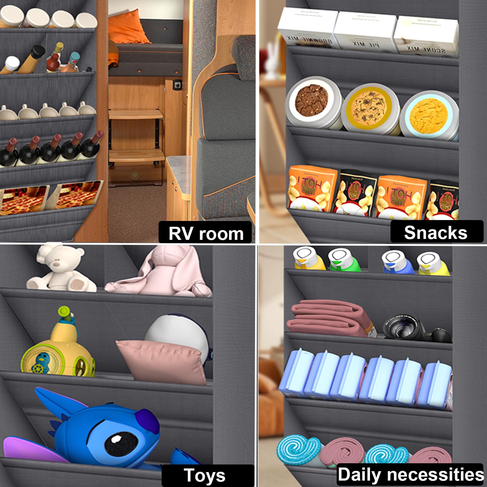 BZVlemon Hanging Shoe Organizer for Closet with 9 Deep Pockets, Over the Door Shoe Rack, Shoe Holder for Narrow Door Dorm RV Shoe Storage, Grey