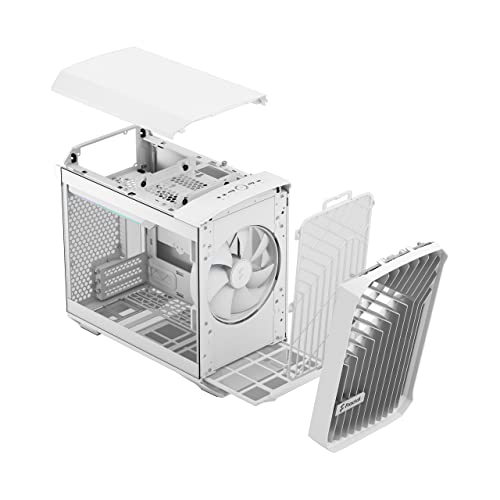 Fractal Design Torrent Nano RGB White - Clear Tint Tempered Glass Side Panel - Open Grille for Maximum air Intake - 180mm RGB PWM Fan Included - Type C - mITX Airflow Mini Tower PC Gaming Case