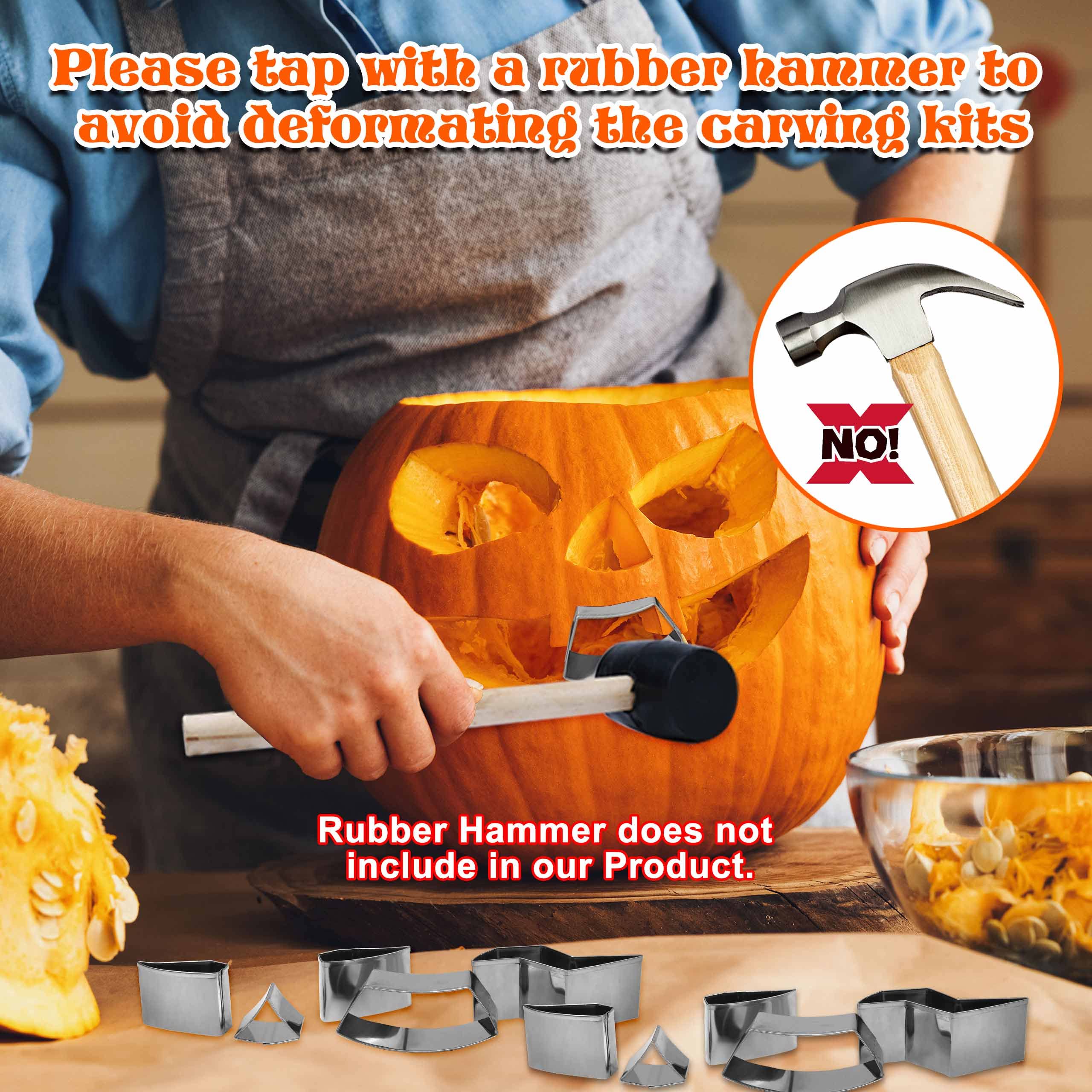 FELAR Pumpkin Carving Kit for Kids, 25 PCS Halloween Stencils Offer 68 Different Patterns, Durable Stainless Steel Tools Alternative to Knife, Silver
