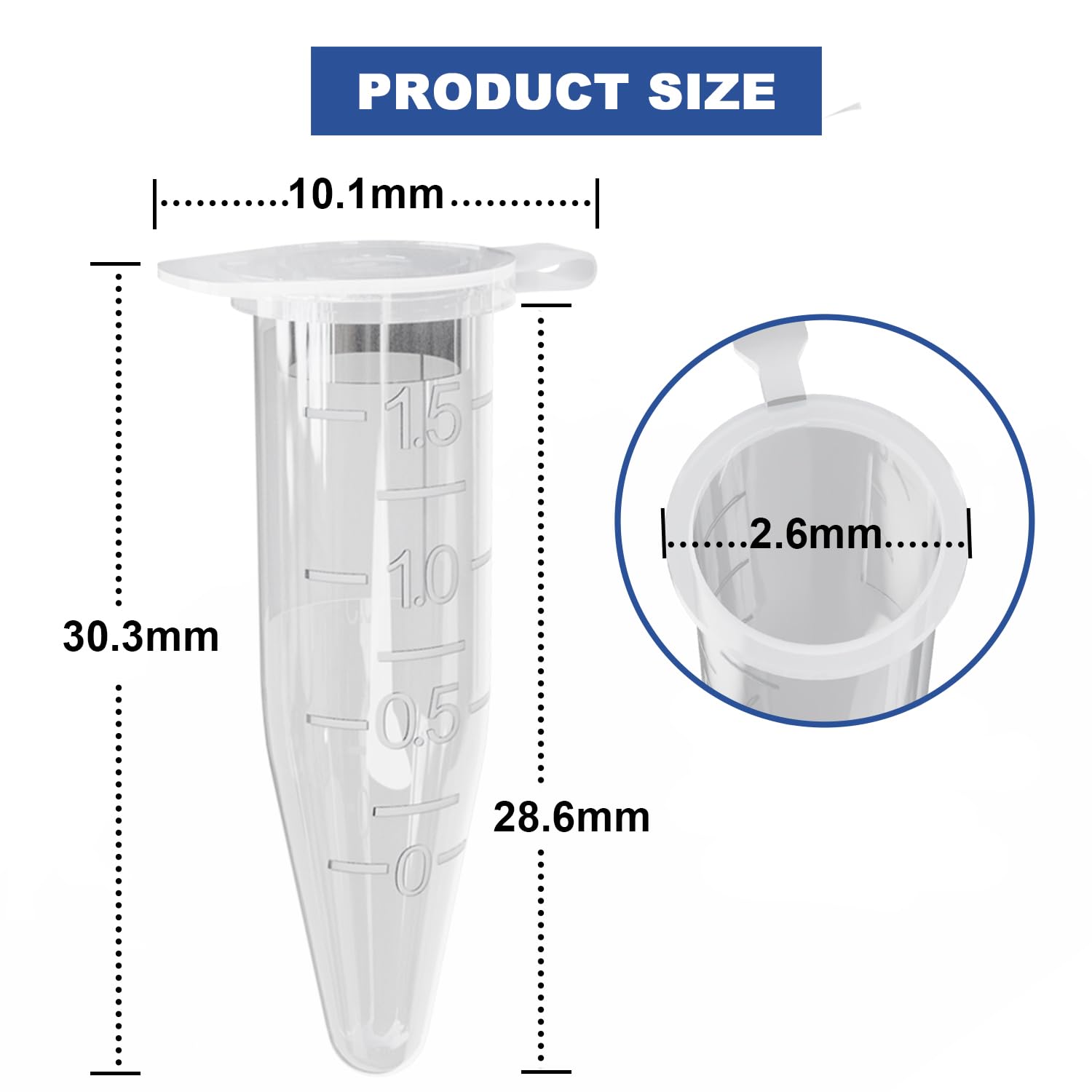 ONiLAB 500Pcs 1.5ml Polypropylene Graduated Microcentrifuge Tubes with Attached Lid,Clear Conical Micro Centrifuge Small Sample Bottle Vials Container for Lab