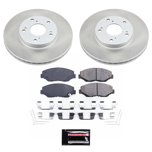 POWERSTOP Brake Kit For 2014-2015 Acura ILX, 2003-2007 Honda Accord, Civic CR-V Element [Model Specific] Front OE Replacement Brake Rotors and Ceramic Brake Pads Replacement, KOE1043