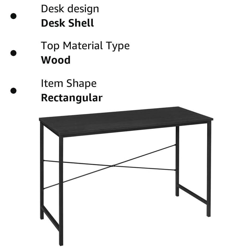 Computer Desk, 39 inch Home Office Desk Modern Simple Style Corner Desk for Small Space, Industrial Wooden Writing Desks Study Table for Home, Bedroom (Black)