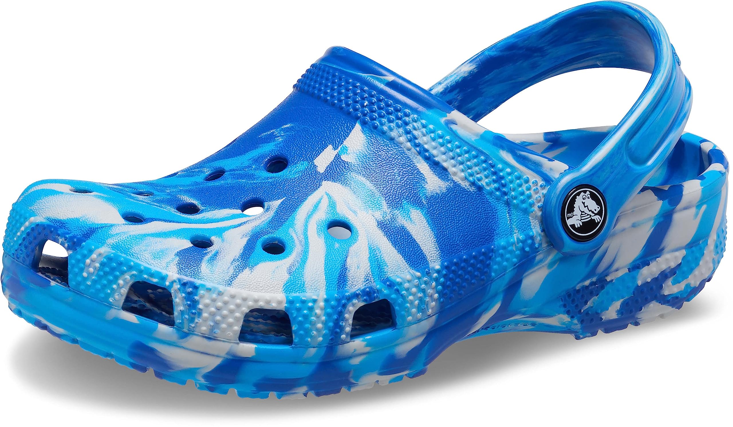 Crocs Unisex-Child Classic Marbled Tie Dye Clog, Blue Bolt/Multi, 5 Big Kid