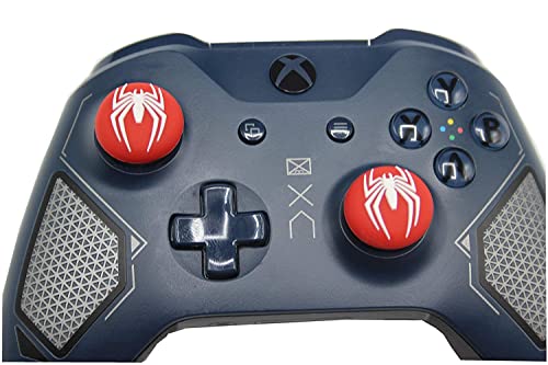 Esports Discounts Marvel Universe Controller Thumb Grip Silicone Caps Compatible for Playstation PS5 PS4 Pro Slim Xbox One 360 Series S X Switch Pro Controller Spiderman Logo - Two Controller Pack