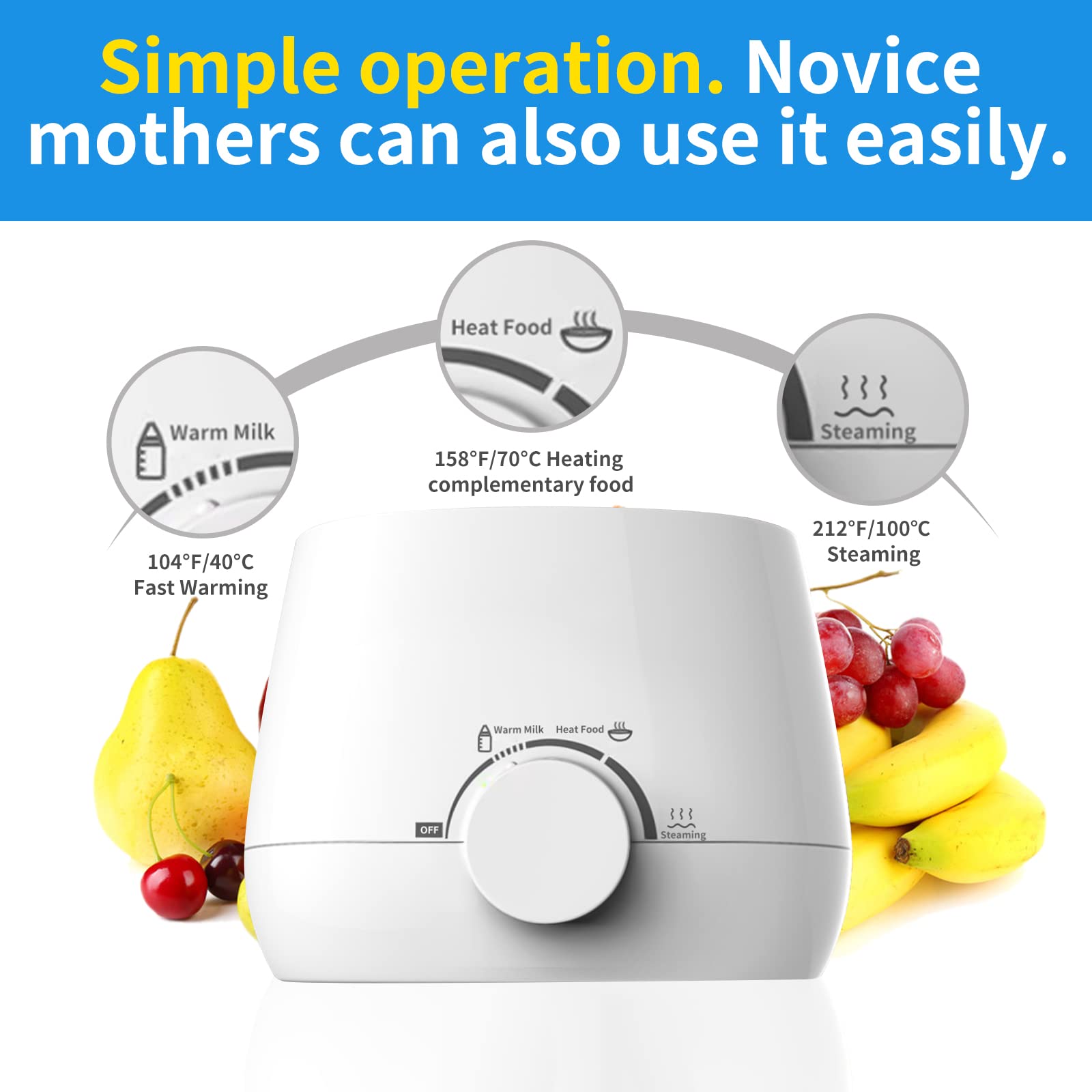 Fengoo Bottle Warmer, Baby Bottle Warmer, Food Heater Milk Warmer Double Bottle, Portable Bottle Warmer for Breastmilk and Formula