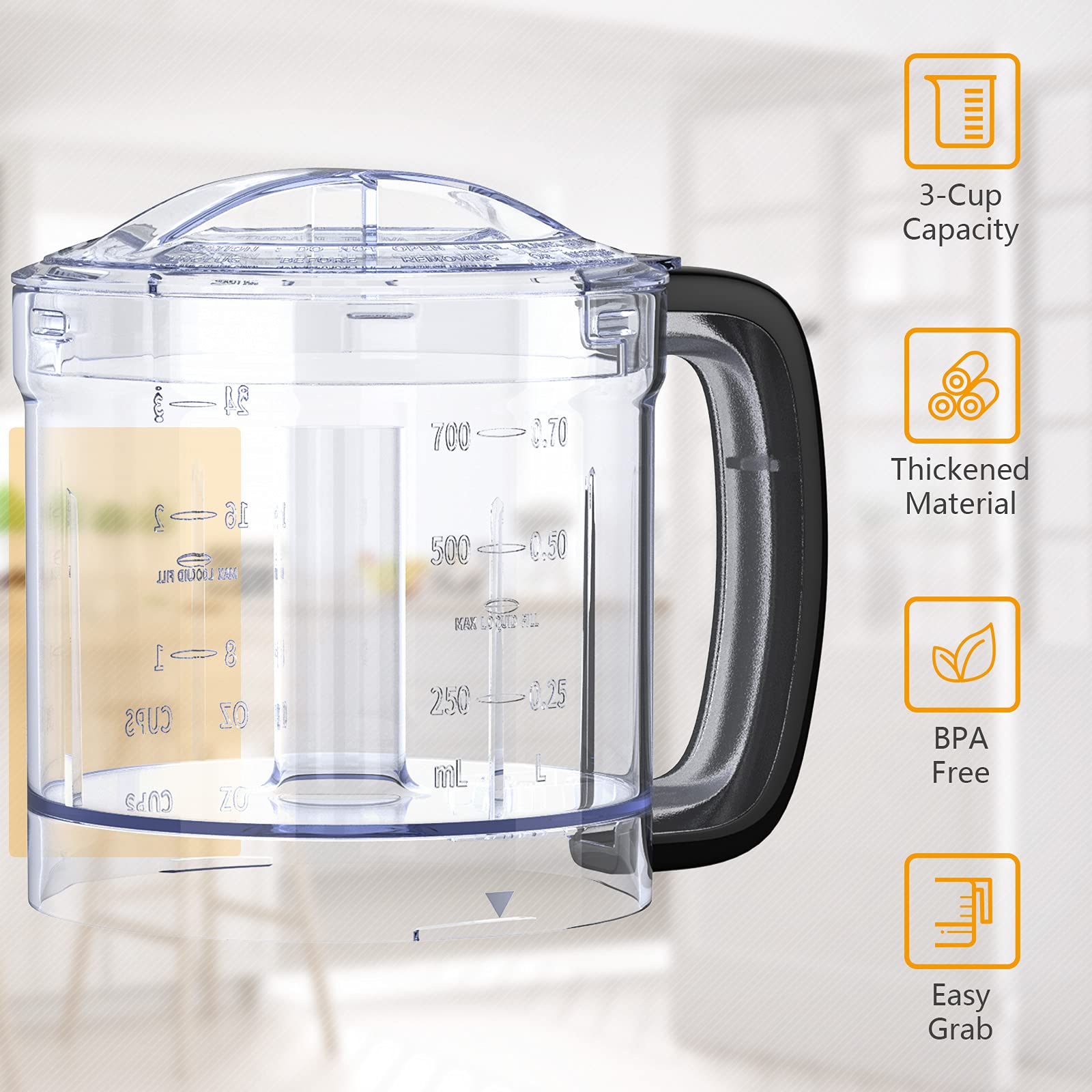 COSTWAY Food Processor & Vegetable Chopper, 2-Speed and 3 Cup Food Chopper with Easy Grip Handle, Double Safety Lock, Stainless Steel Chopper Blade, Anti-slip Suction Rubber Feet, Black