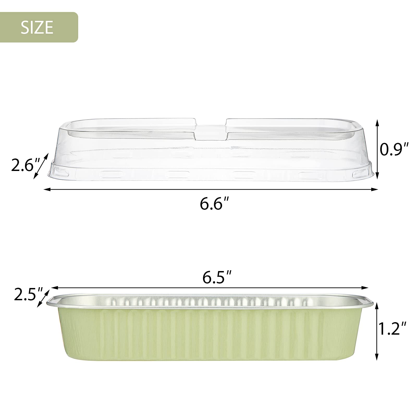 EUSOAR Foil Ramekins with Lids, 25pcs 6.8oz 6.5"x2.5"x1.2" Disposable Aluminum Baking Cups Pan with Lids, Rectangle Cupcake Baking Cups Containers Wrappers,Dessert Cheesecake Creme Brulee Ramekins Pan