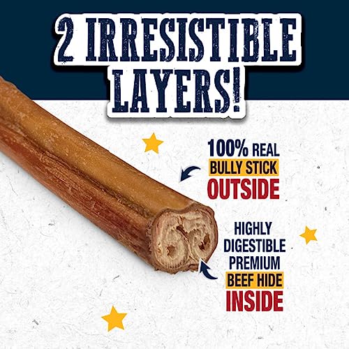 Cadet Bully Hide Sticks for Small, Medium and Large Dogs β All-Natural Beef Pizzle, High Protein, Low Fat, Long-Lasting, Grain & Rawhide-Free Dog Chews for Aggressive Chewers, Large (7 Count)