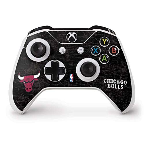 Skinit Decal Gaming Skin Compatible with Xbox One S Controller - Officially Licensed NBA Chicago Bulls Black Distressed Design