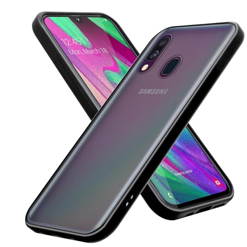 Cadorabo Case Compatible with Samsung Galaxy A40 in Frosted Black - Mobile Phone case with TPU Silicone Inside and matt Plastic Back - Protective Cover Hybrid hardcase Back case