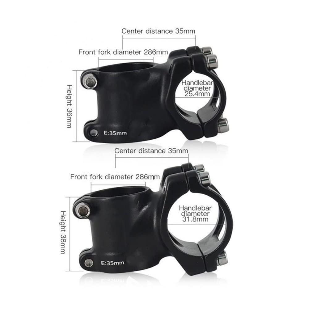 ELUSSO Bicycle stem Riser Electric Bicycle Handlebar Bicycle Table Ultra-Light Short Handlebar Support Road Mountain Bike Bridge Bicycle Handlebar Stem Riser Mountain Bike (Color : 25.4mm Black)