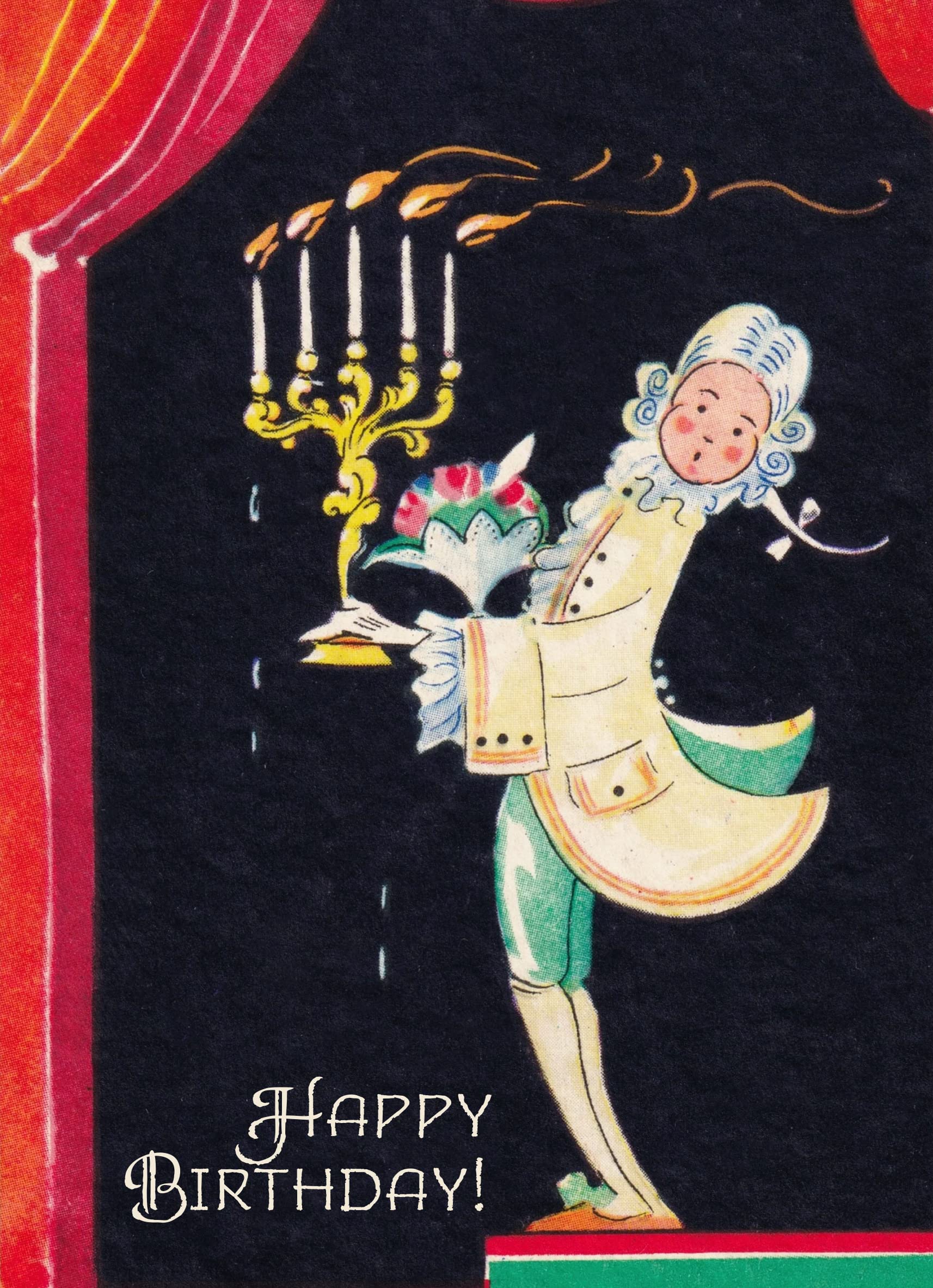 PIXILUV HAPPY BIRTHDAY Greeting card ~ French Aristocrat with Candles ~ Birthday Wishes Vintage Large Greeting Card