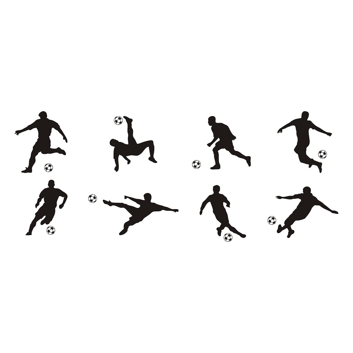 JUEKUI Soccer Player Wall Sticker Baby Boys Room Wall Decal Football Sticker Kids Bedroom Decoration Removable Vinyl W112 (Black)