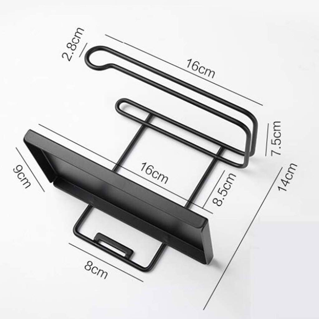 HZH Simple Wrought Iron Bathroom Shelf, Double Partition Clapboard Roll Shelf, Kitchen Utensils Storage Rack