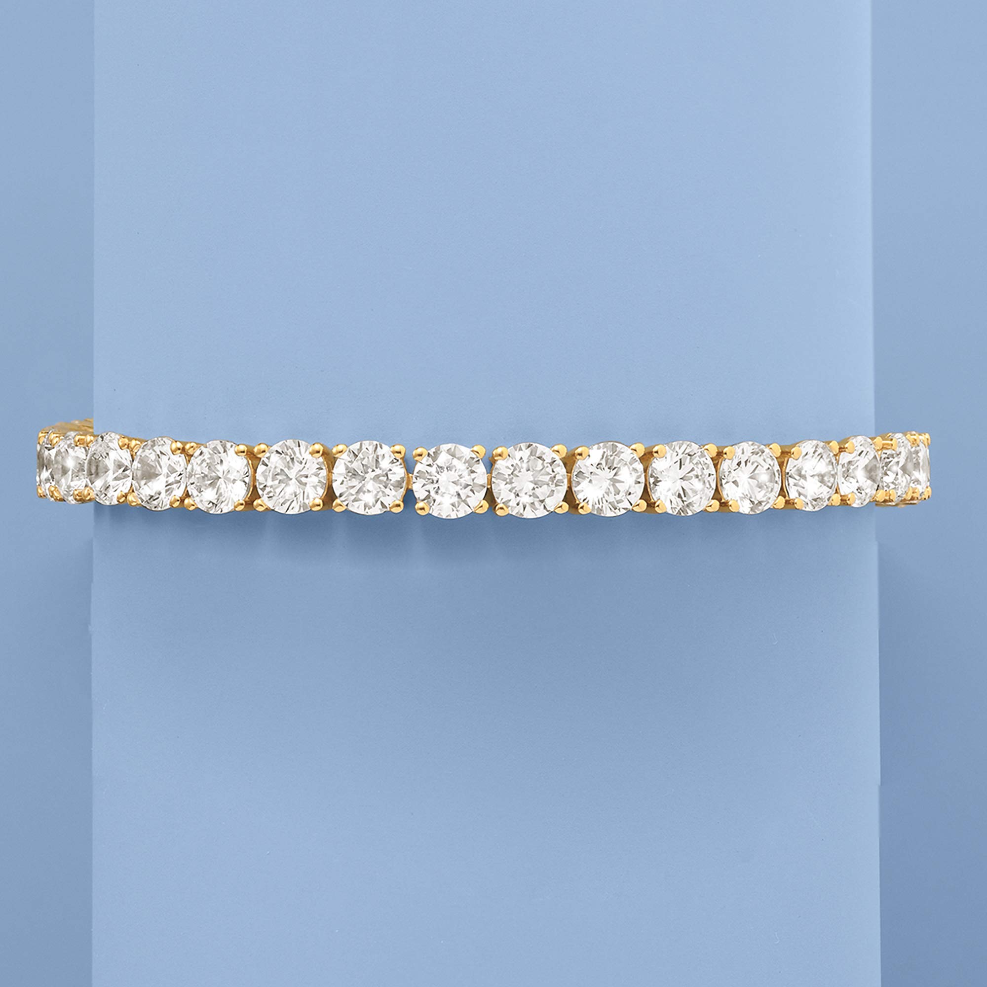 Ross-Simons 23.00 ct. t.w. CZ Tennis Bracelet in 18kt Gold Over Sterling. 7 inches